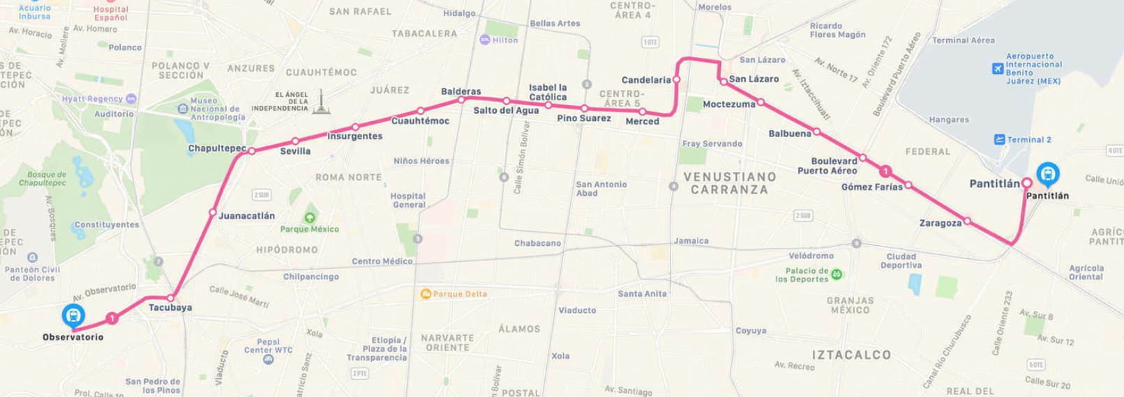 Mapa Línea 1 del metro ciudad de México - Descarga plano